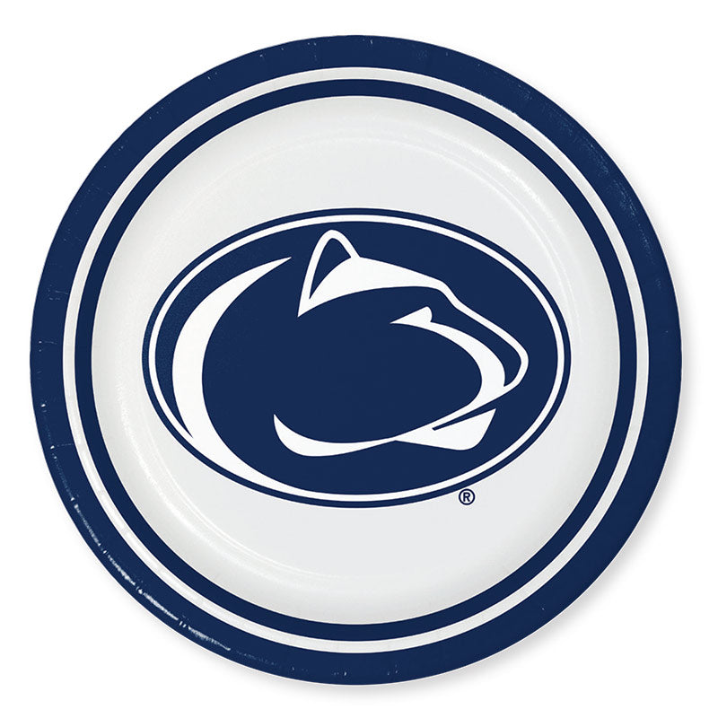 8 pack- 8" White & Blue Penn State Plates | Lion's Pride